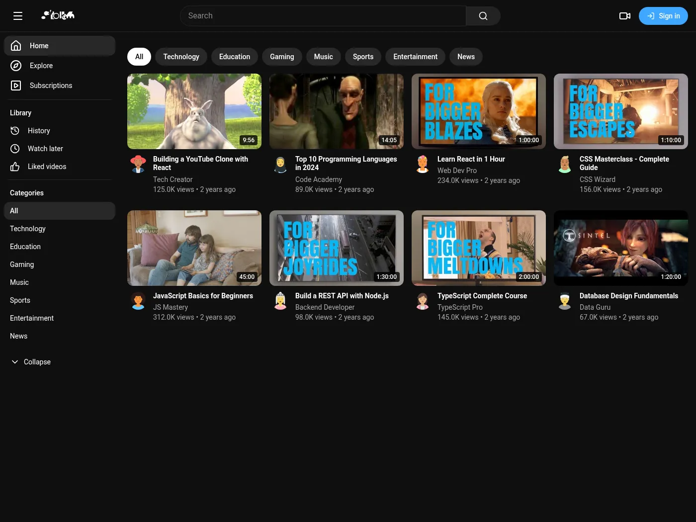 YouTube Clone