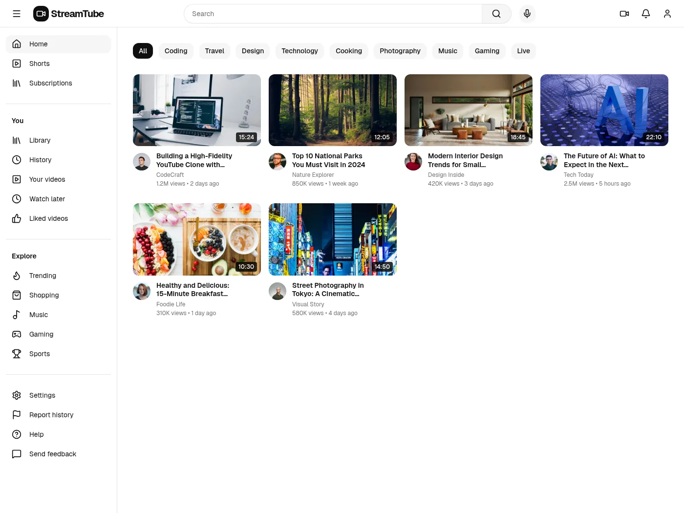 StreamTube Clone