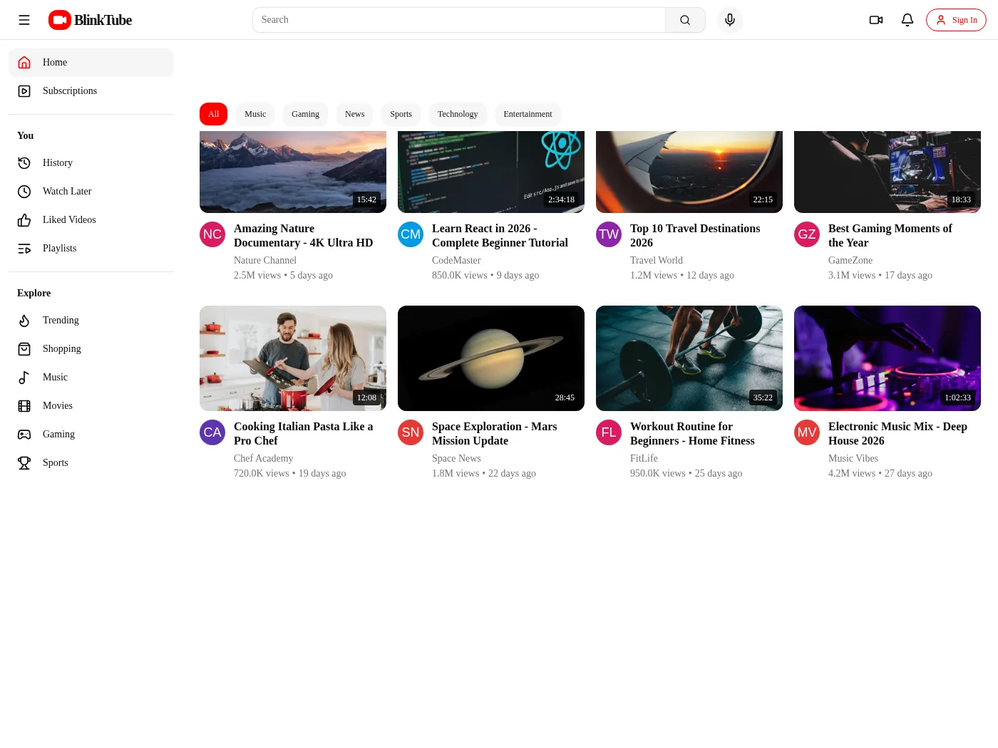 YouTube Clone Web