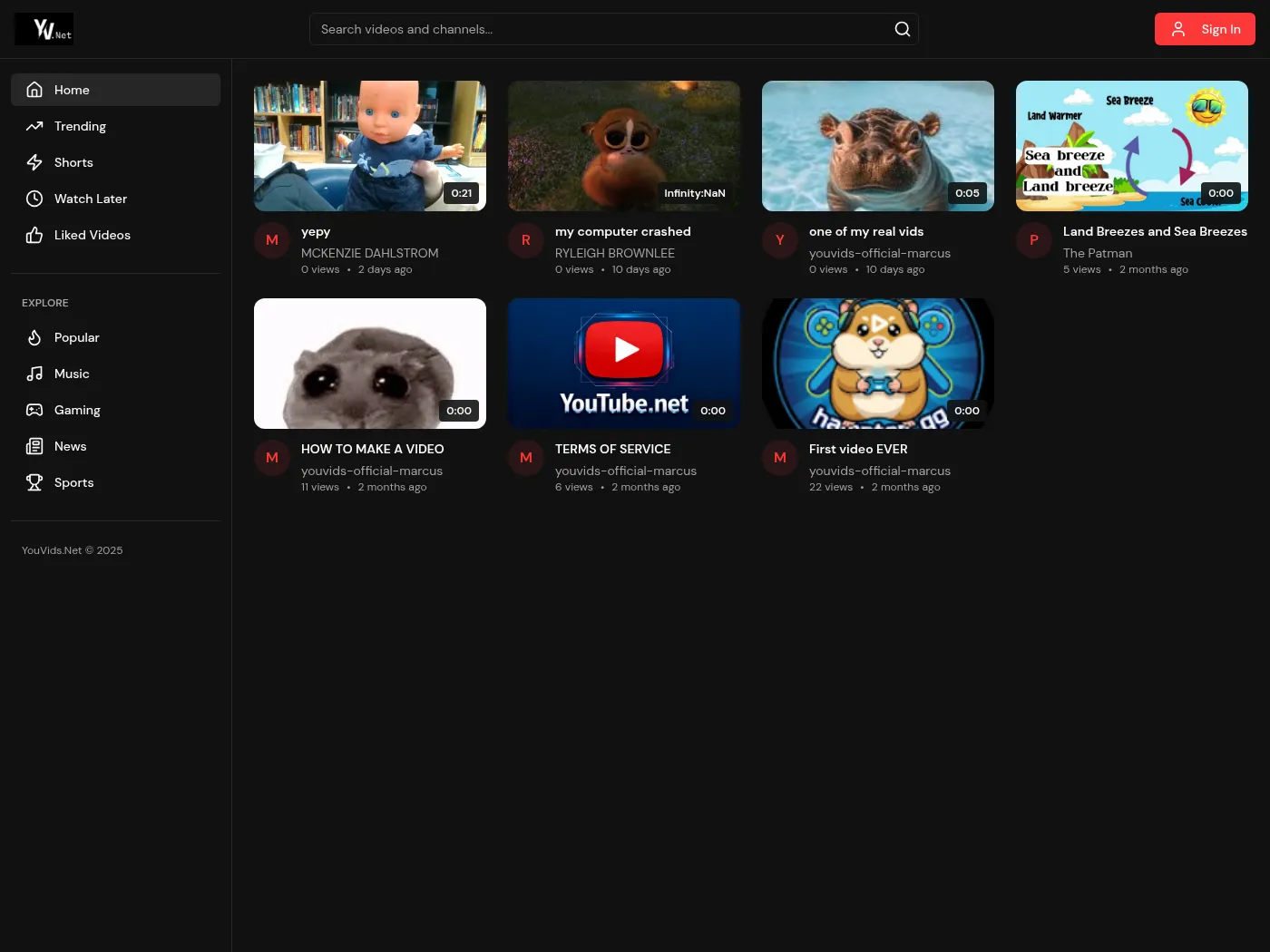 YouVids. A Modern Video Sharing Platform.0