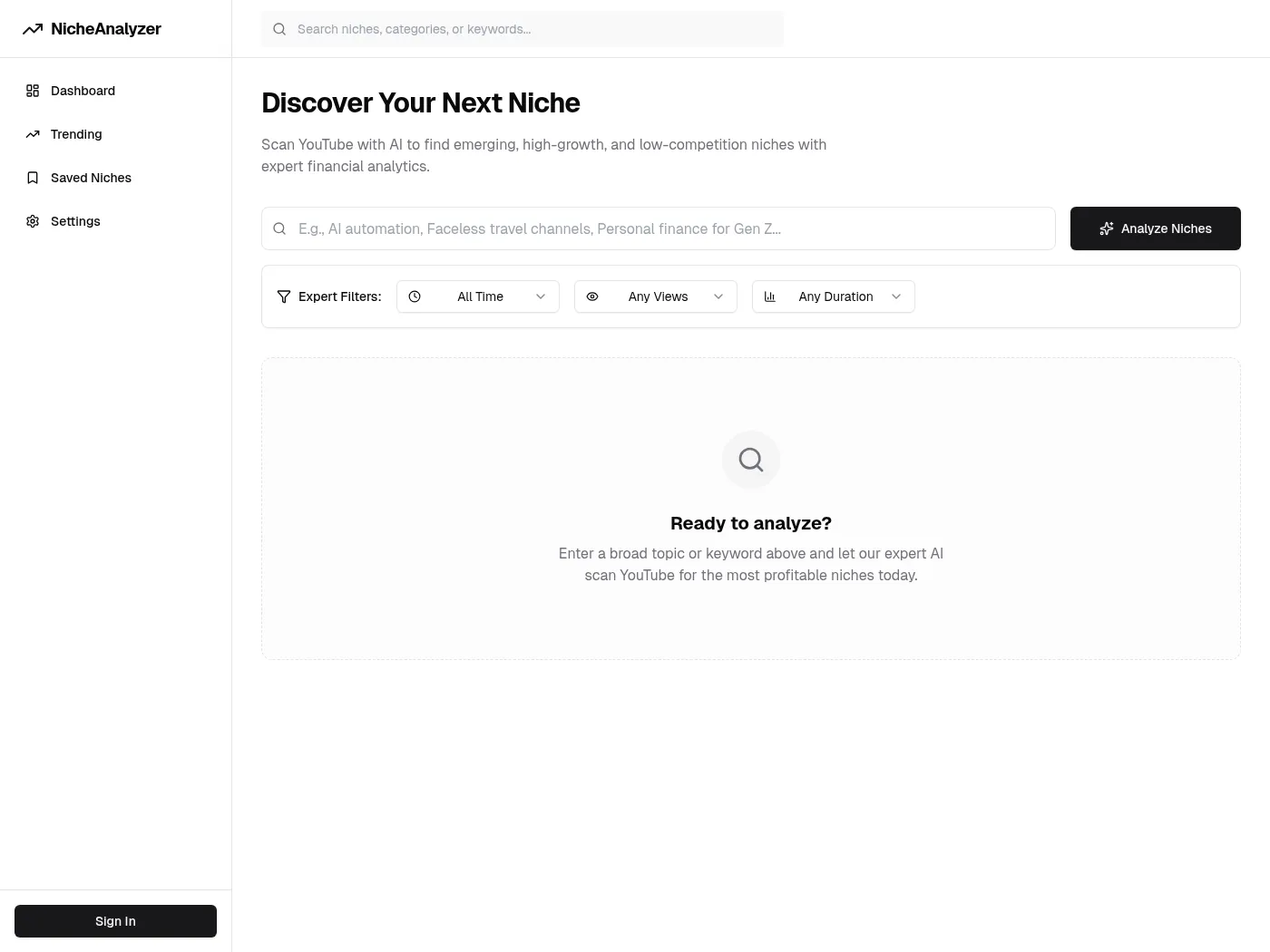 YouTube Niche Analyzer