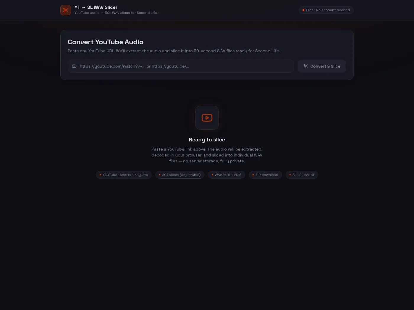 YouTube SL WAV Converter