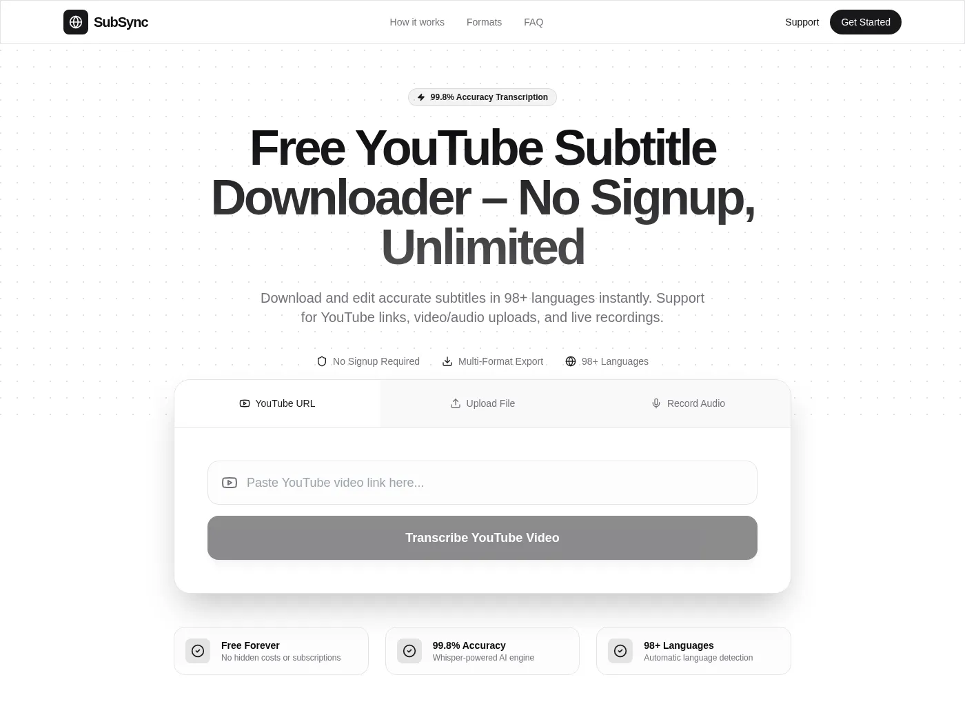 Free YouTube Subtitle Downloader