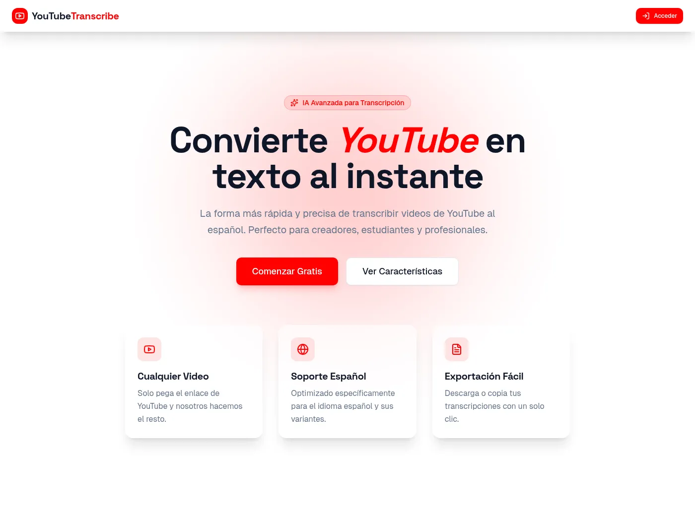 Transcripción YouTube Español