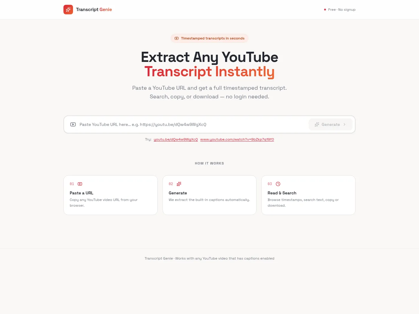 YouTube Transcript Genie