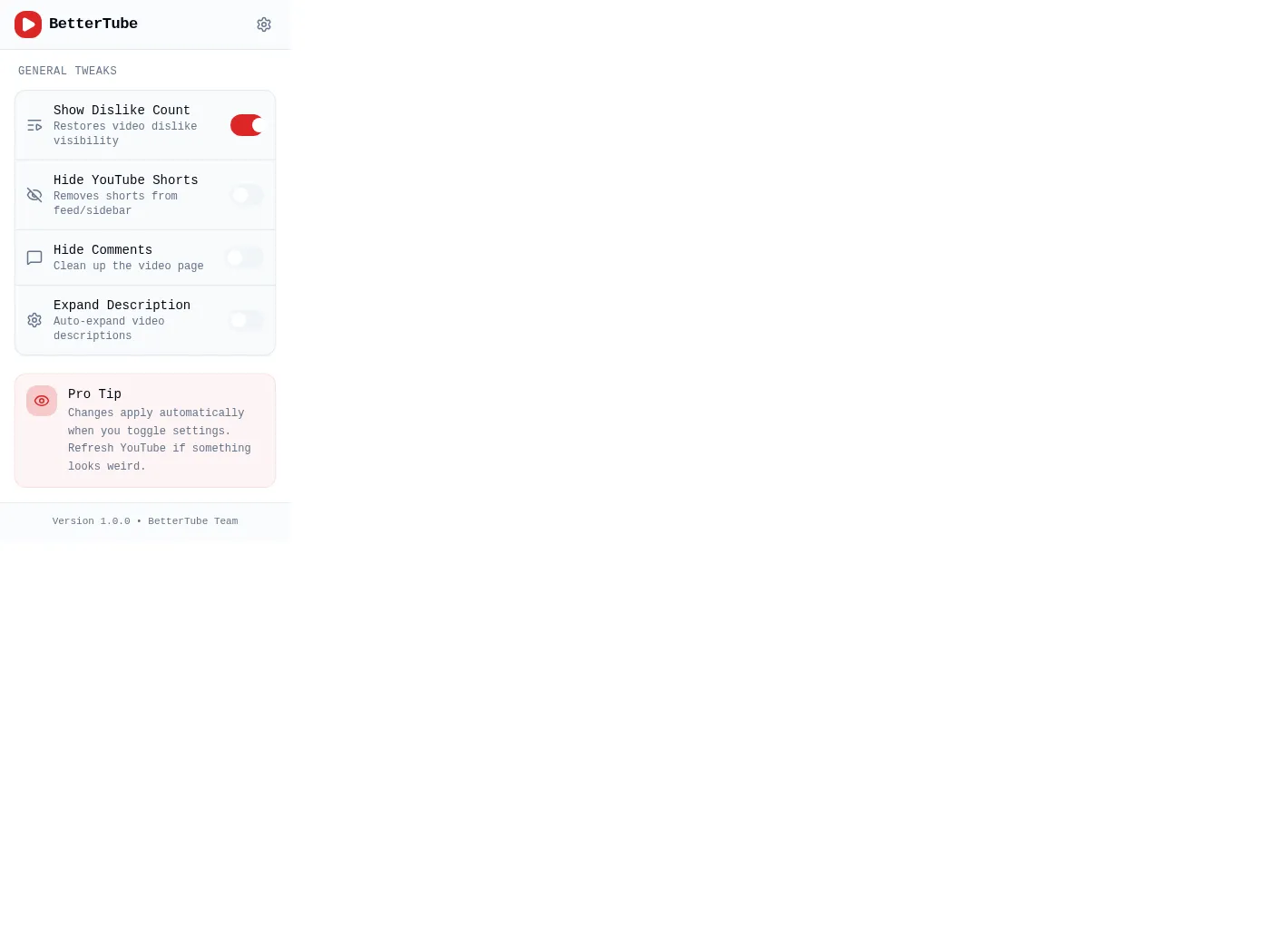 BetterTube Extension