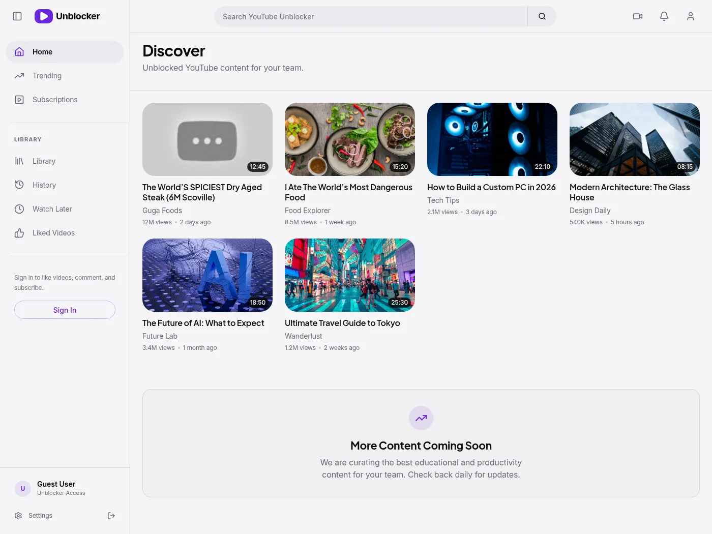 YouTube Unblocker Platform