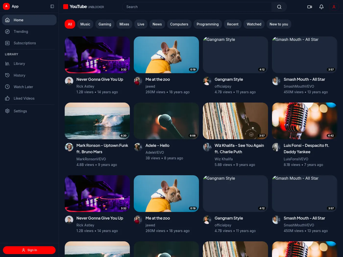YouTube Unblocker Platform
