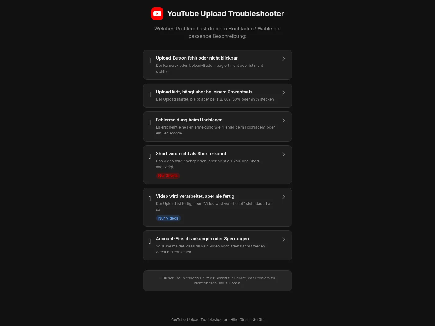 YouTube Upload Troubleshooter