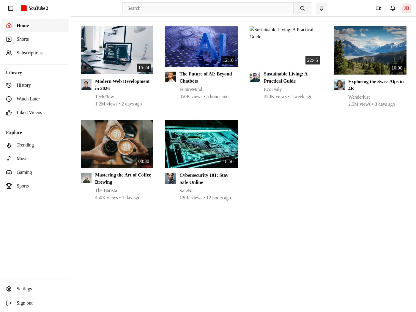 YouTube 2 Web App