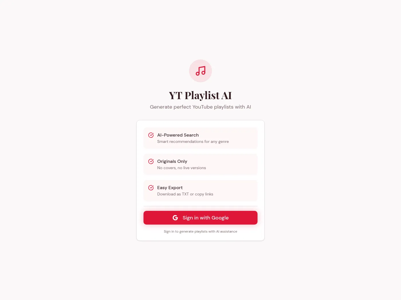 YT Playlist Generator AI