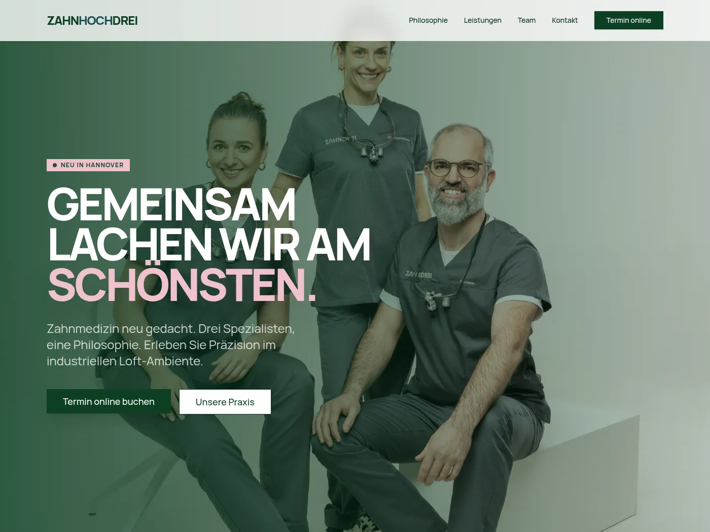 ZAHNHOCHDREI Landing Page