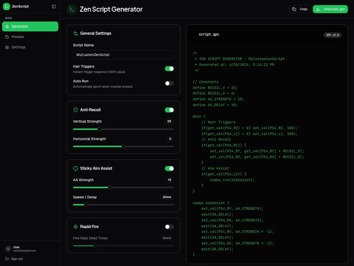 Cronus Zen Script Generator