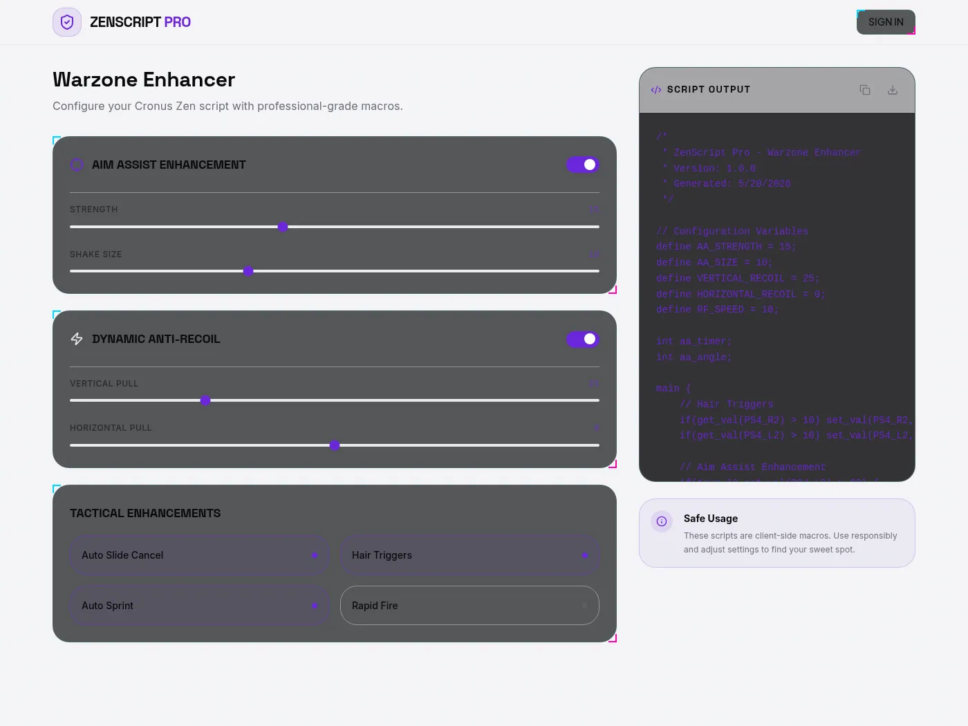 ZenScript Warzone Enhancer