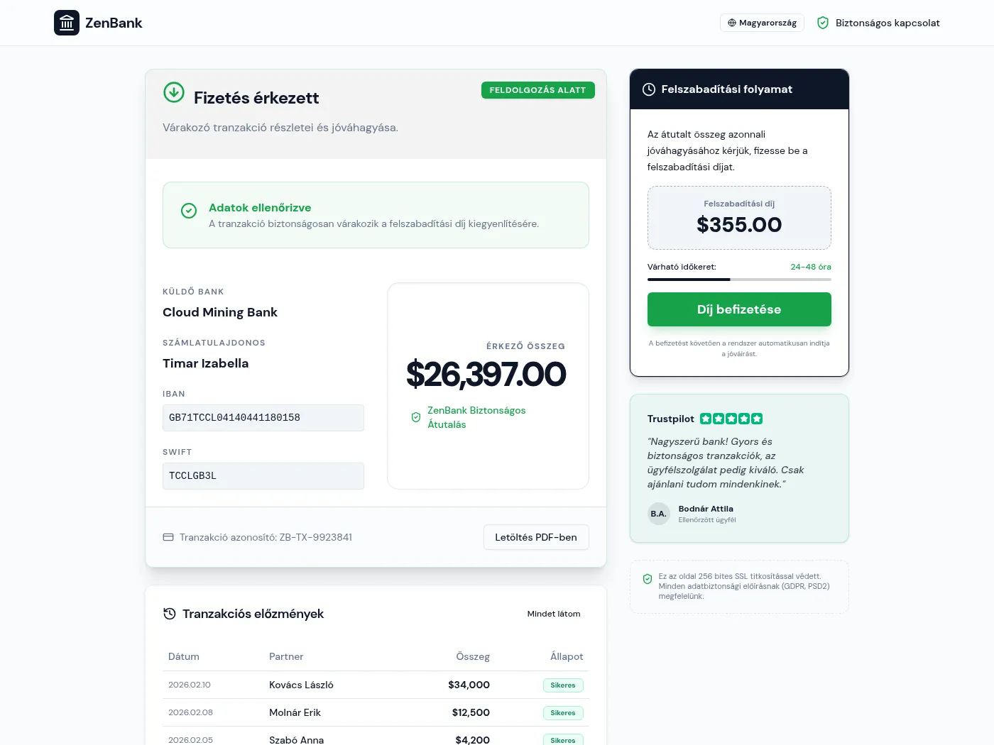 ZenBank Payment Page