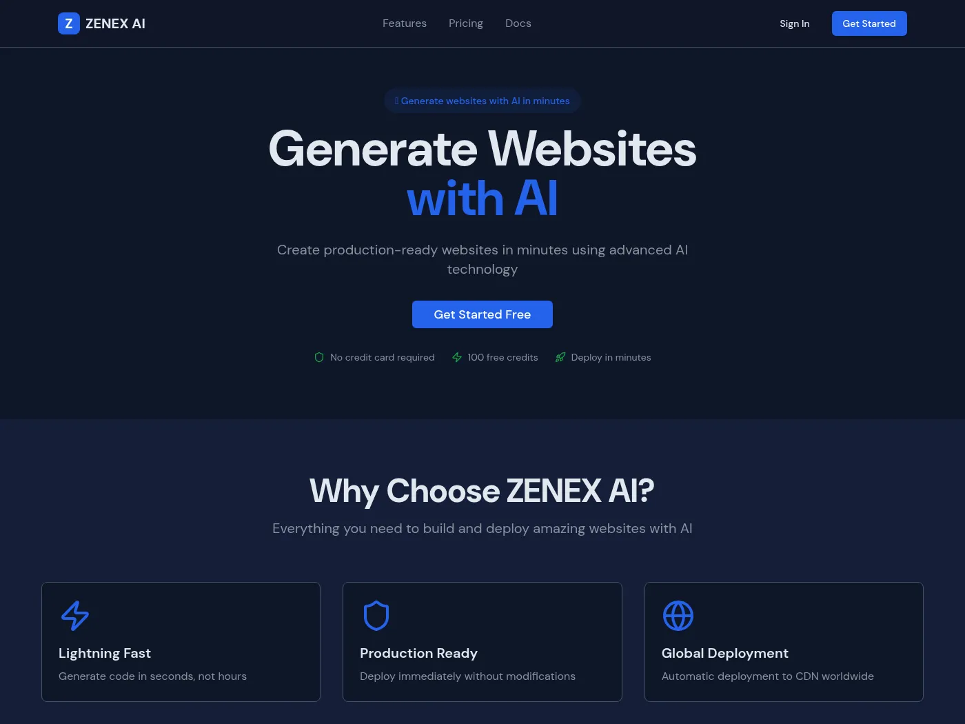 ZENEX AI Website Generator