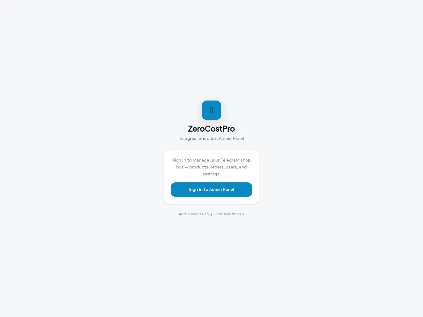 ZeroCostPro Telegram Shop Bot