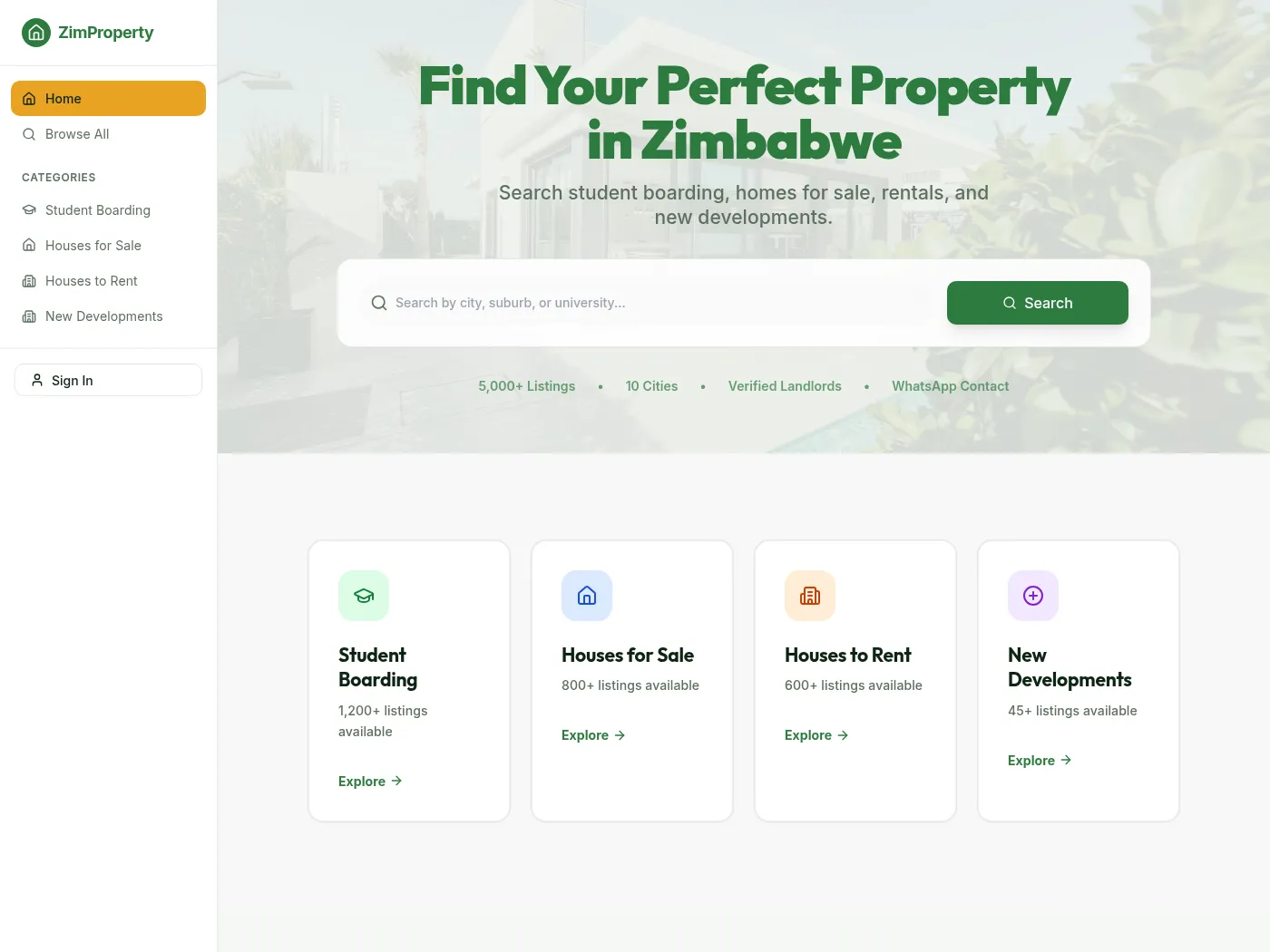 ZimProperty Marketplace Website