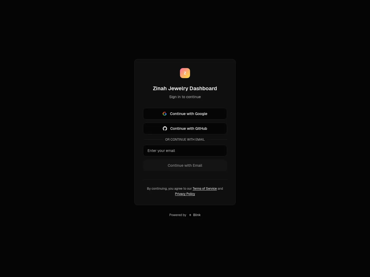 Zinah Jewelry Dashboard