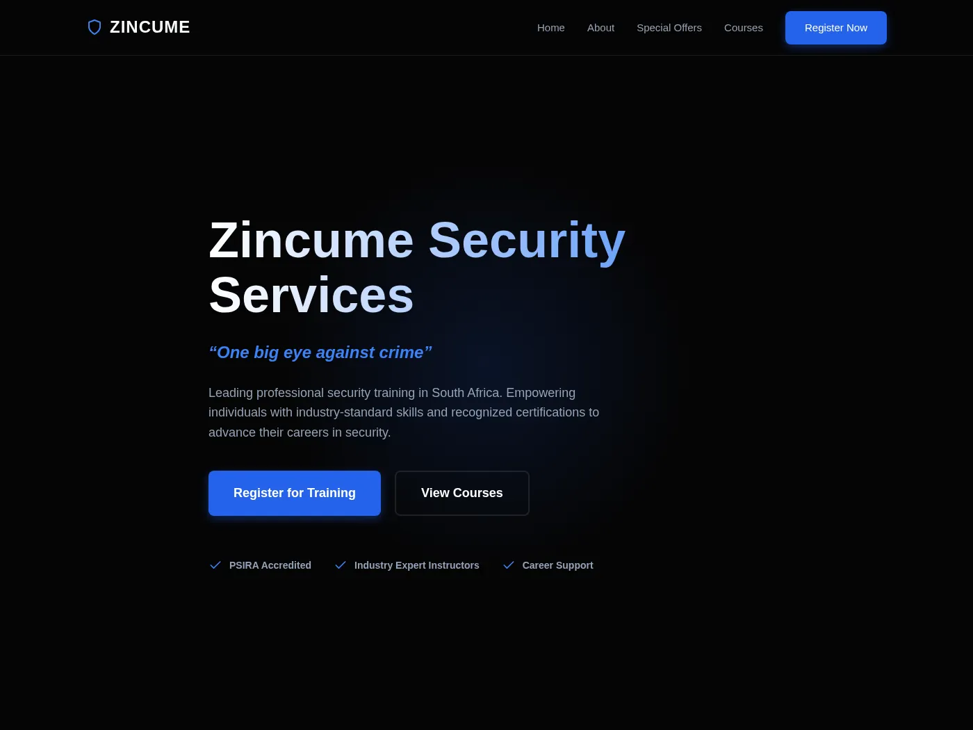 Zincume Security Website