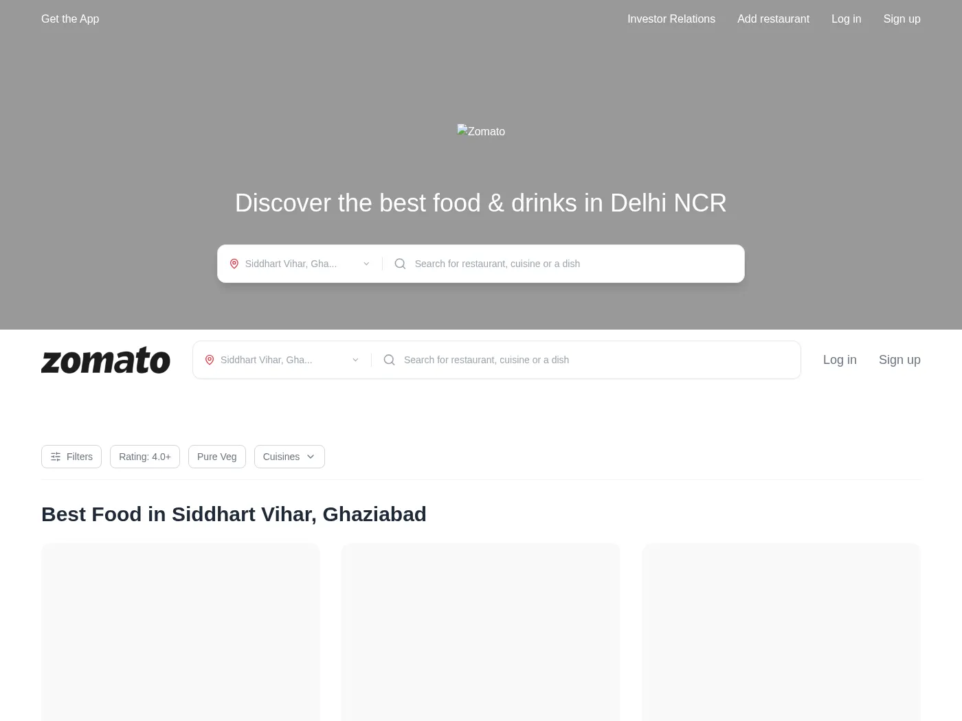 Zomato Web Clone