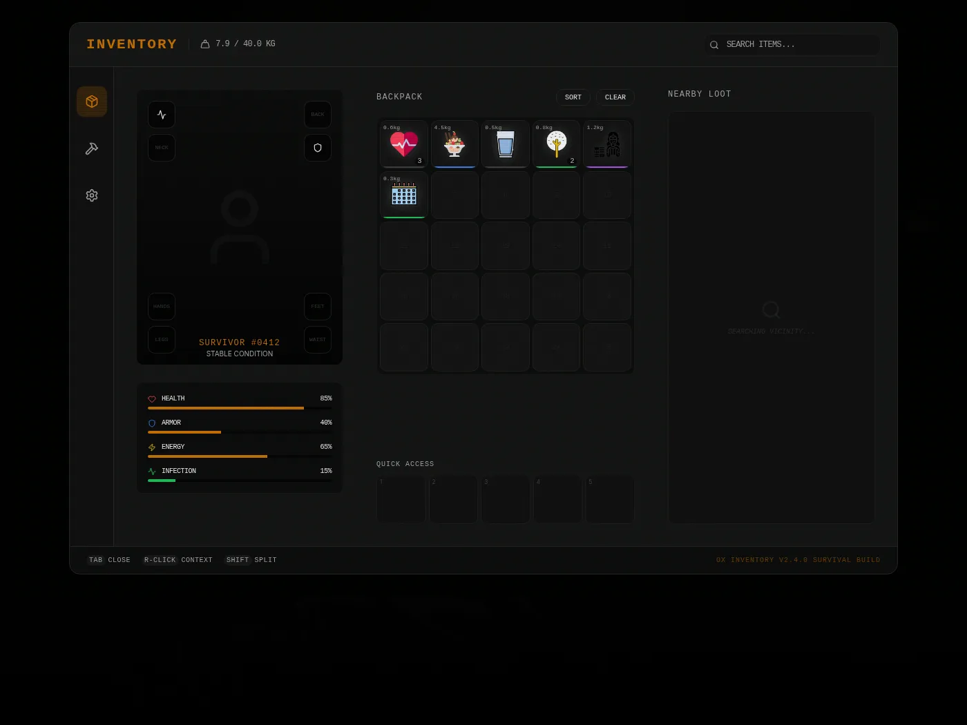 Zombie Survival Inventory